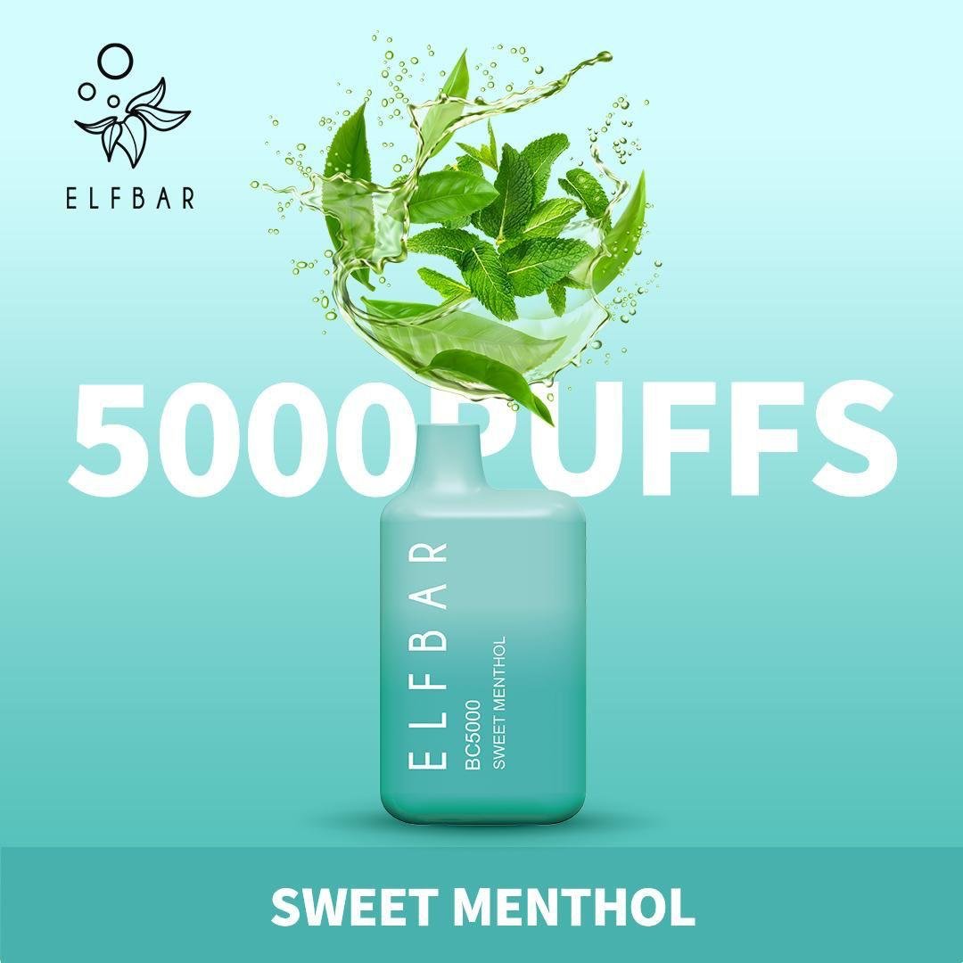 ELF BAR BC5000 - SWEET MENTHOL (5000 Puffs) - 5%(50mg) - Disposable ...