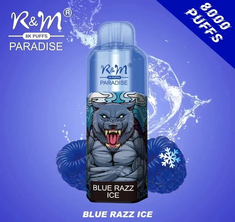R&M PARADISE - BLUE RAZZ ICE - DISPOSABLE VAPE DEVICE (8000 PUFFS) - 5% ...